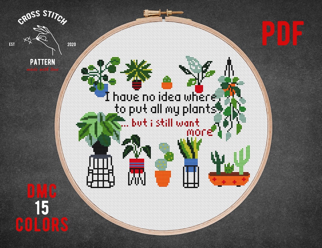 Plant Cross Stitch Pattern Potted Plants Cross Stitch Succulent ...