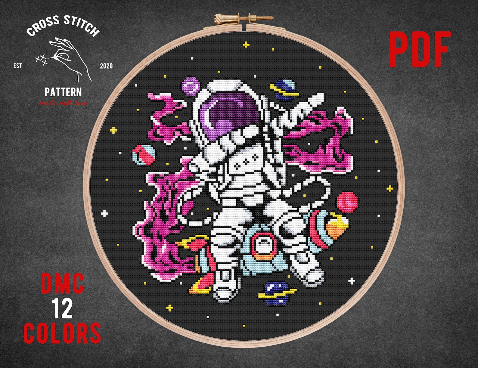 SET OF 8 Astronaut Cross Stitch Pattern Space Theme Embroidery | Etsy