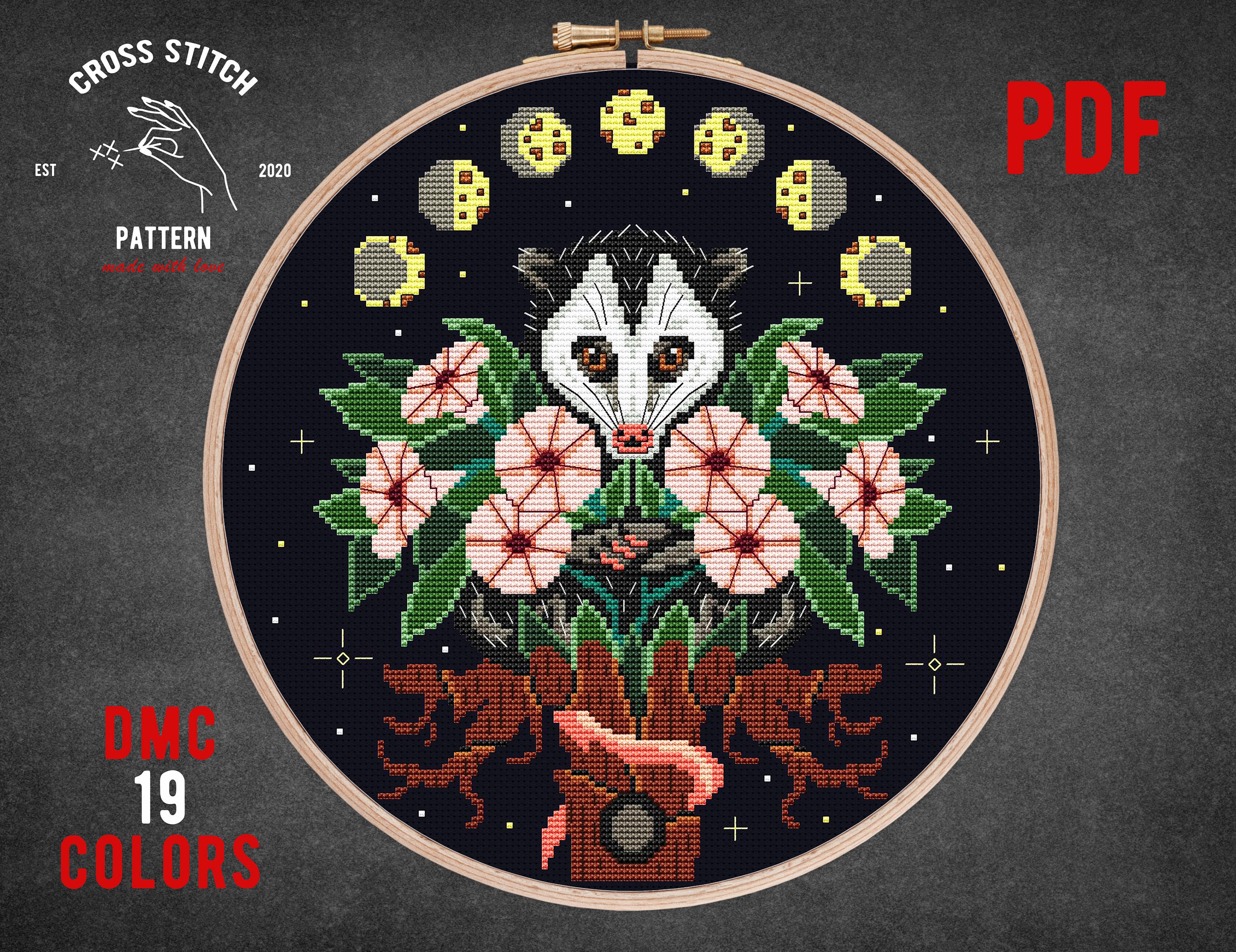Possum Cross Stitch Pattern Occult Embroidery Modern Gothic - Etsy