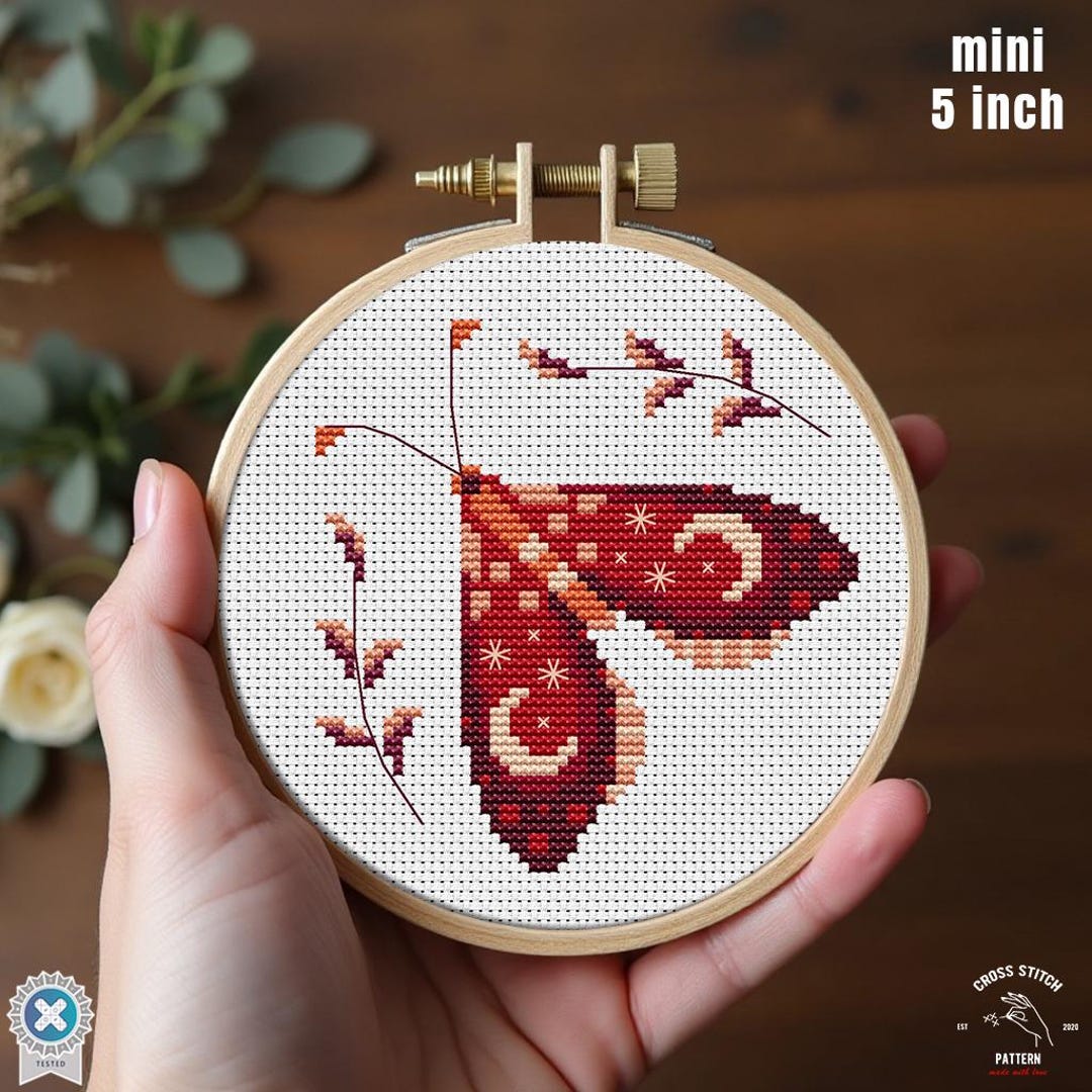 Mini Moth Cross Stitch Pattern Insect Embroidery Cute Butterfly Witchy ...