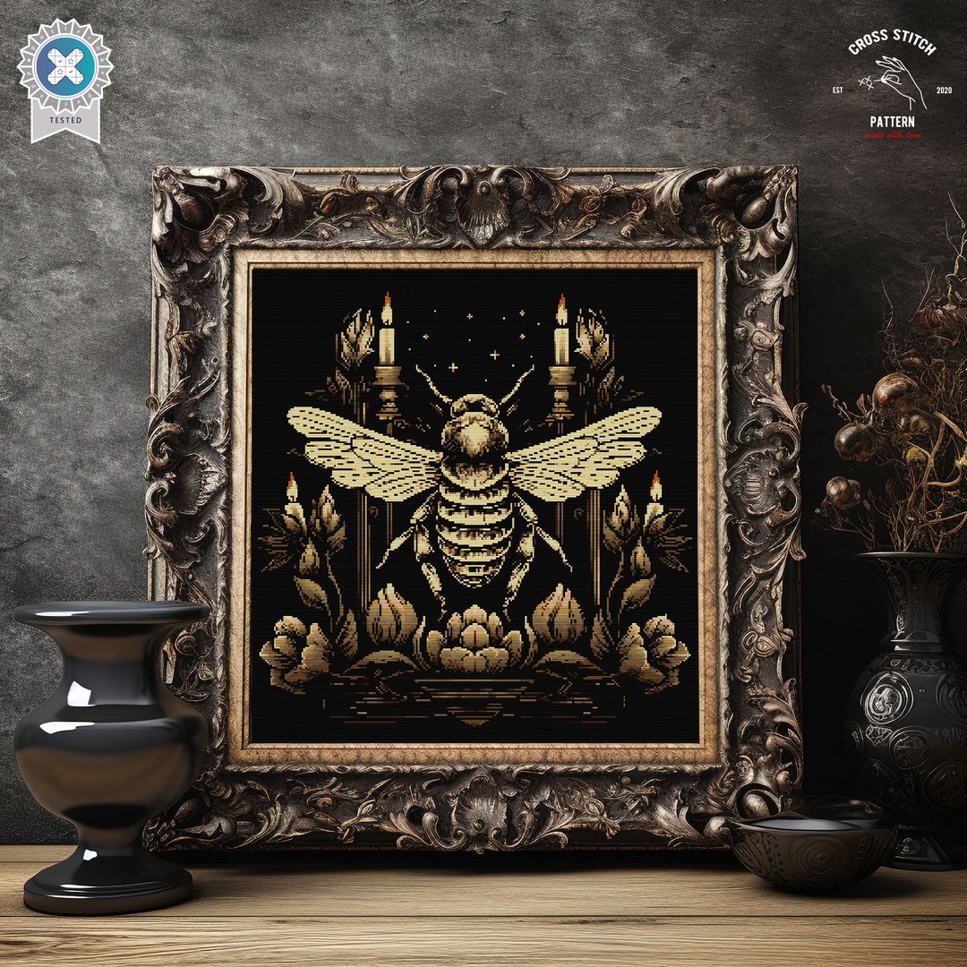 Gothic Bee Cross Stitch Pattern Witchy Cross Stitch Moth Modern Cross ...