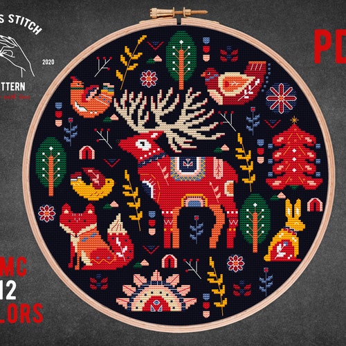 Folk Cross Stitch Pattern Scandinavian Cross Stitch Nordic - Etsy