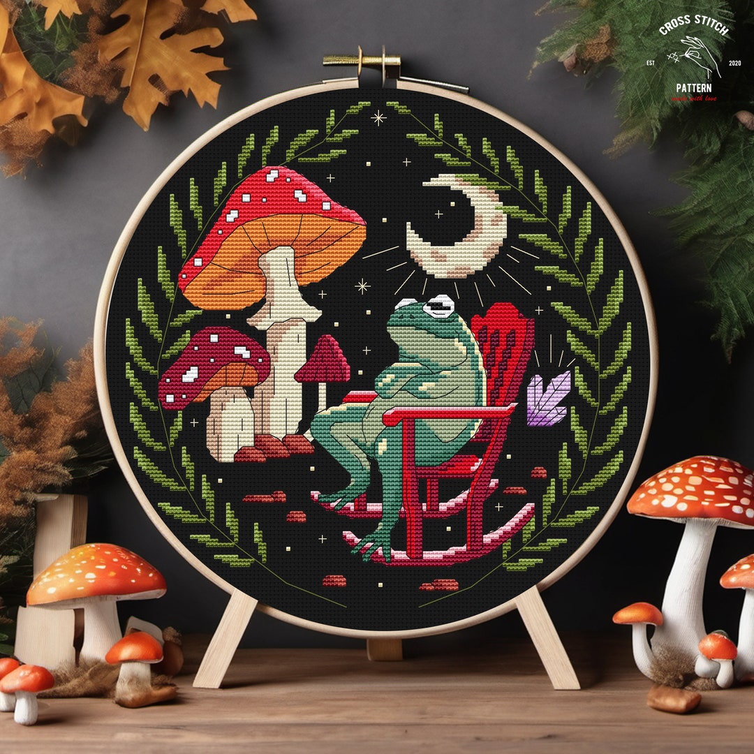 Frog Cross Stitch Pattern Mushroom Cross Stitch Toad Cross Stitch ...