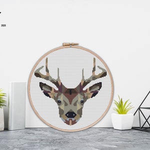 Deer Cross Stitch Pattern, Geometric Animal Cross Stitch, Forest Animal ...