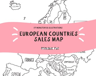 WORLD SALES MAP Hand Illustrated Map Labelled Map Instant Download ...