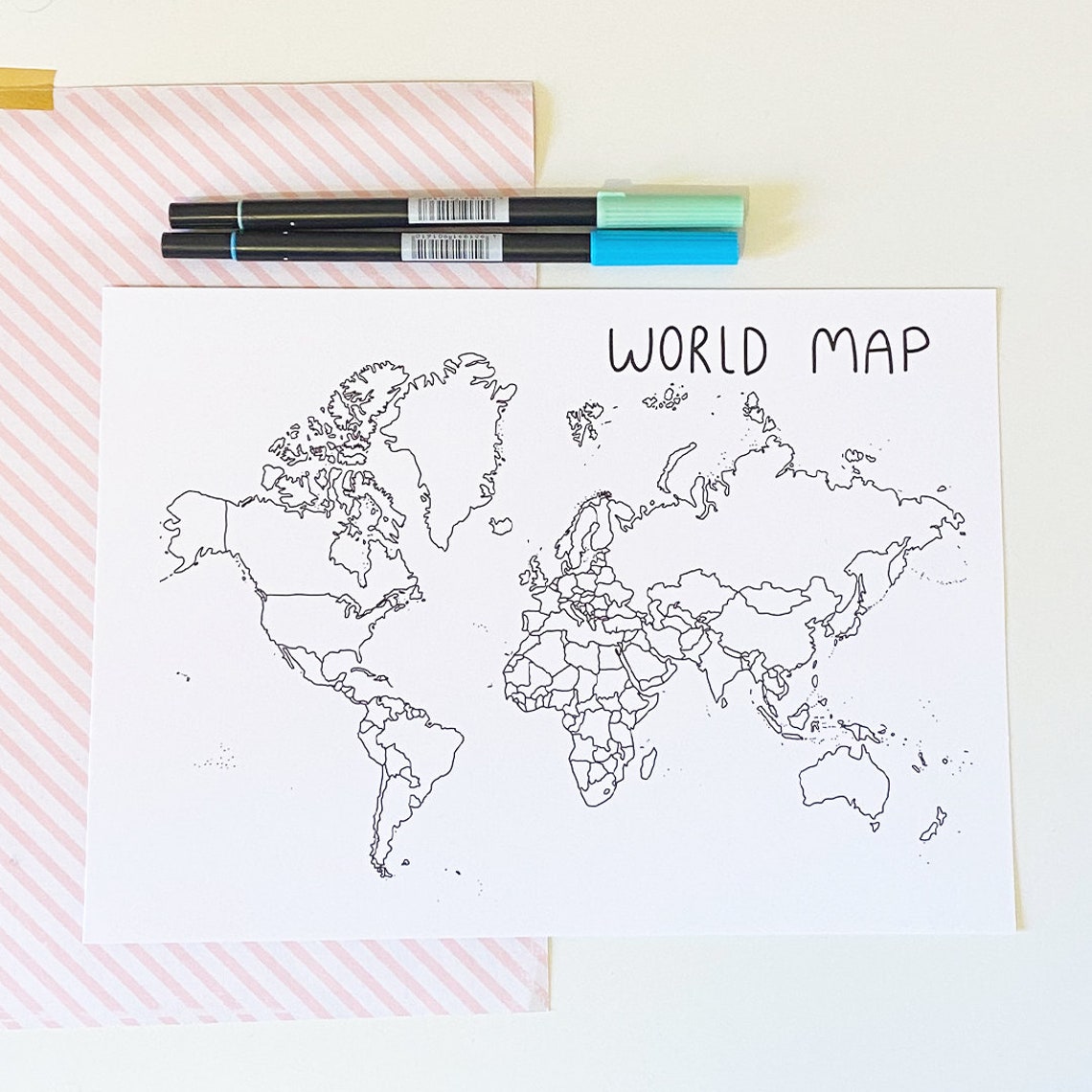 WORLD SALES MAP Hand Illustrated Map Labelled Map | Etsy