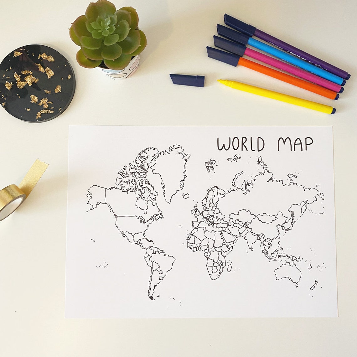 WORLD SALES MAP Hand Illustrated Map Labelled Map | Etsy