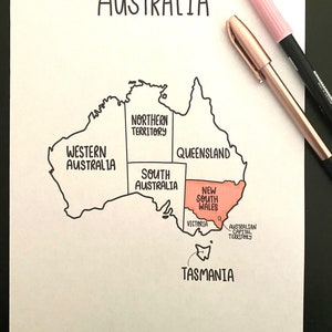 AUSTRALIA SALES MAP Hand Illustrated Map Labelled Map Small Business ...