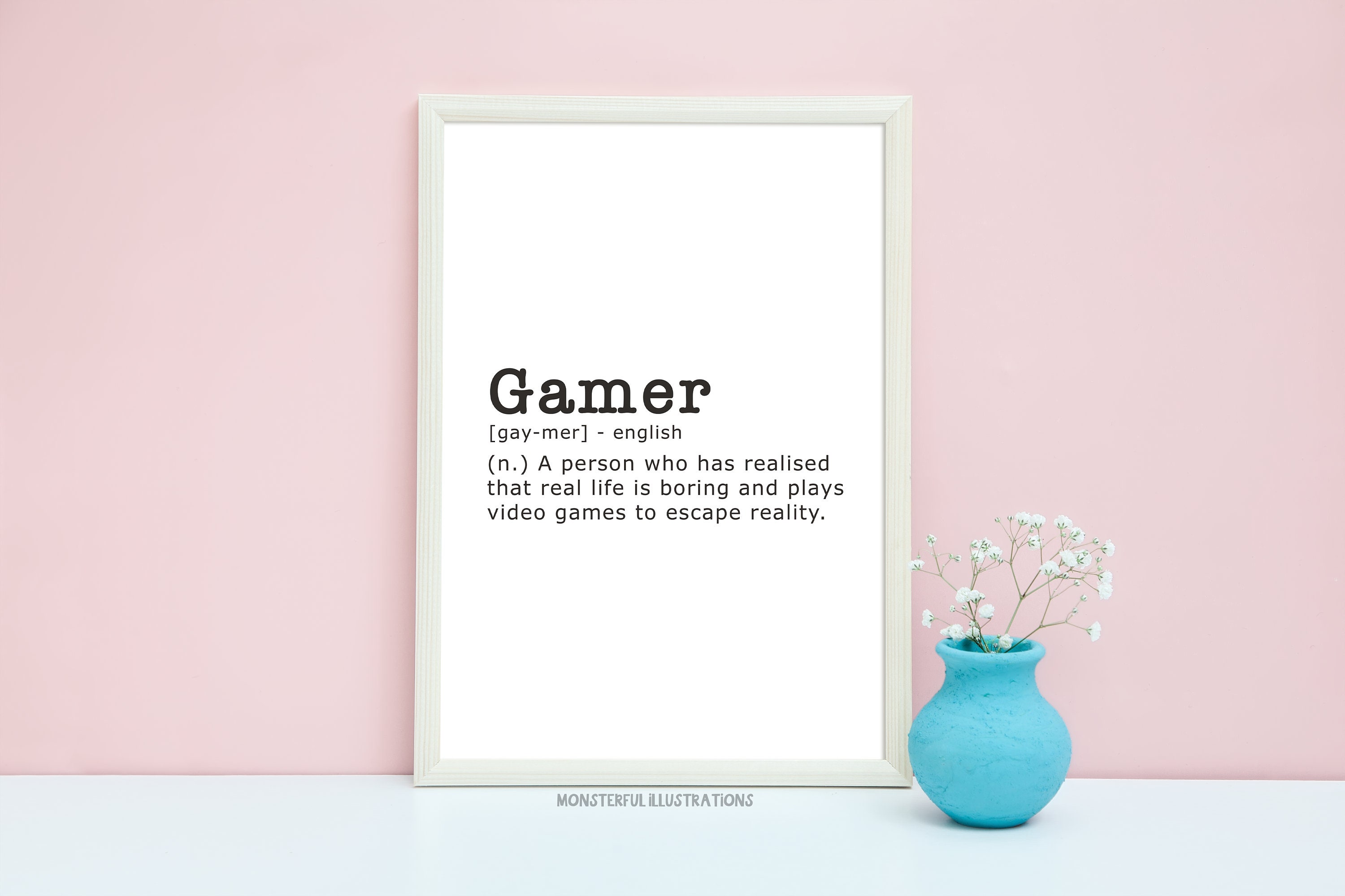 Gamer Definition Print Digital Download Wall Hanging | Etsy