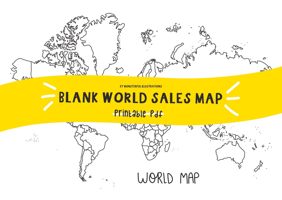 WORLD SALES MAP Hand Illustrated Map Labelled Map Instant Download ...