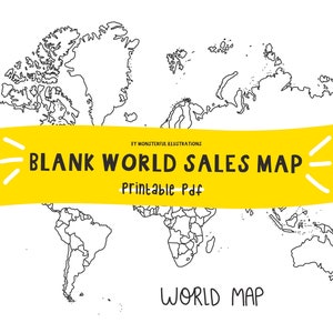 WORLD SALES MAP Hand Illustrated Map Labelled Map Instant Download ...