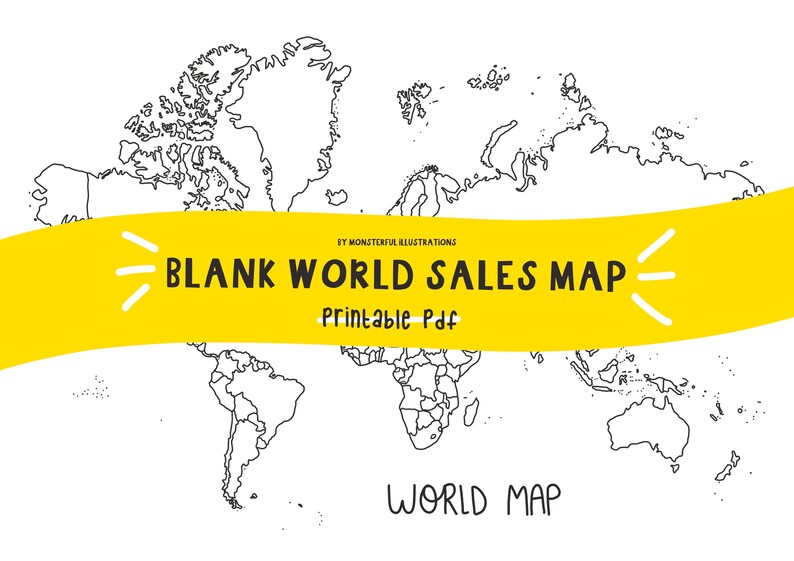 WORLD SALES MAP Hand Illustrated Map Labelled Map - Etsy Canada
