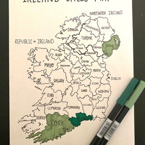 Ireland Etsy Sales Map Hand Illustrated Map Labelled Map Instant ...