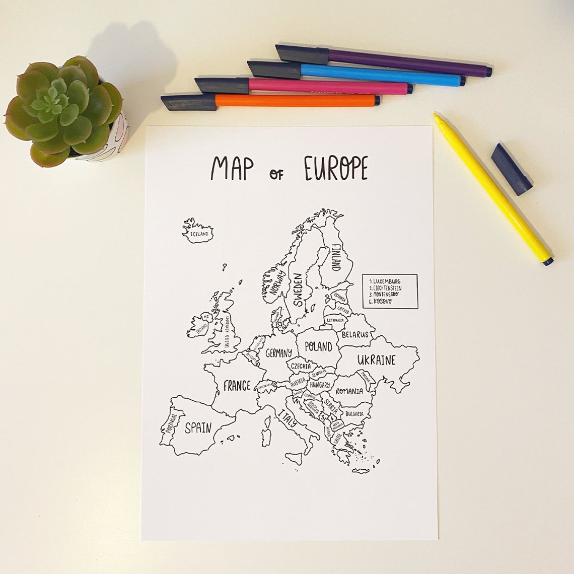 EUROPE SALES MAP Hand Illustrated Map Labelled Map | Etsy