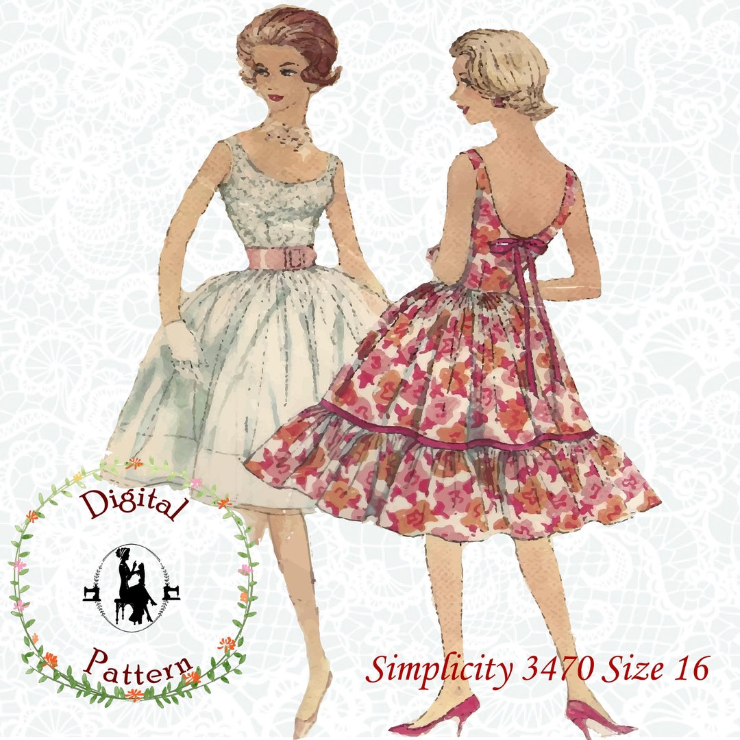 Simplicity 3470 | 1950s-1960s Full Skirt Sundress With Flounce ...