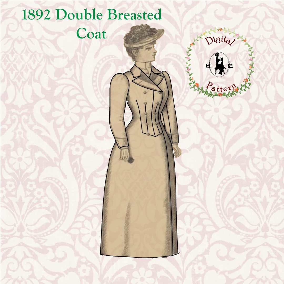 1892 Victorian Double Breasted Coat Sewing Pattern | Victorian Full ...