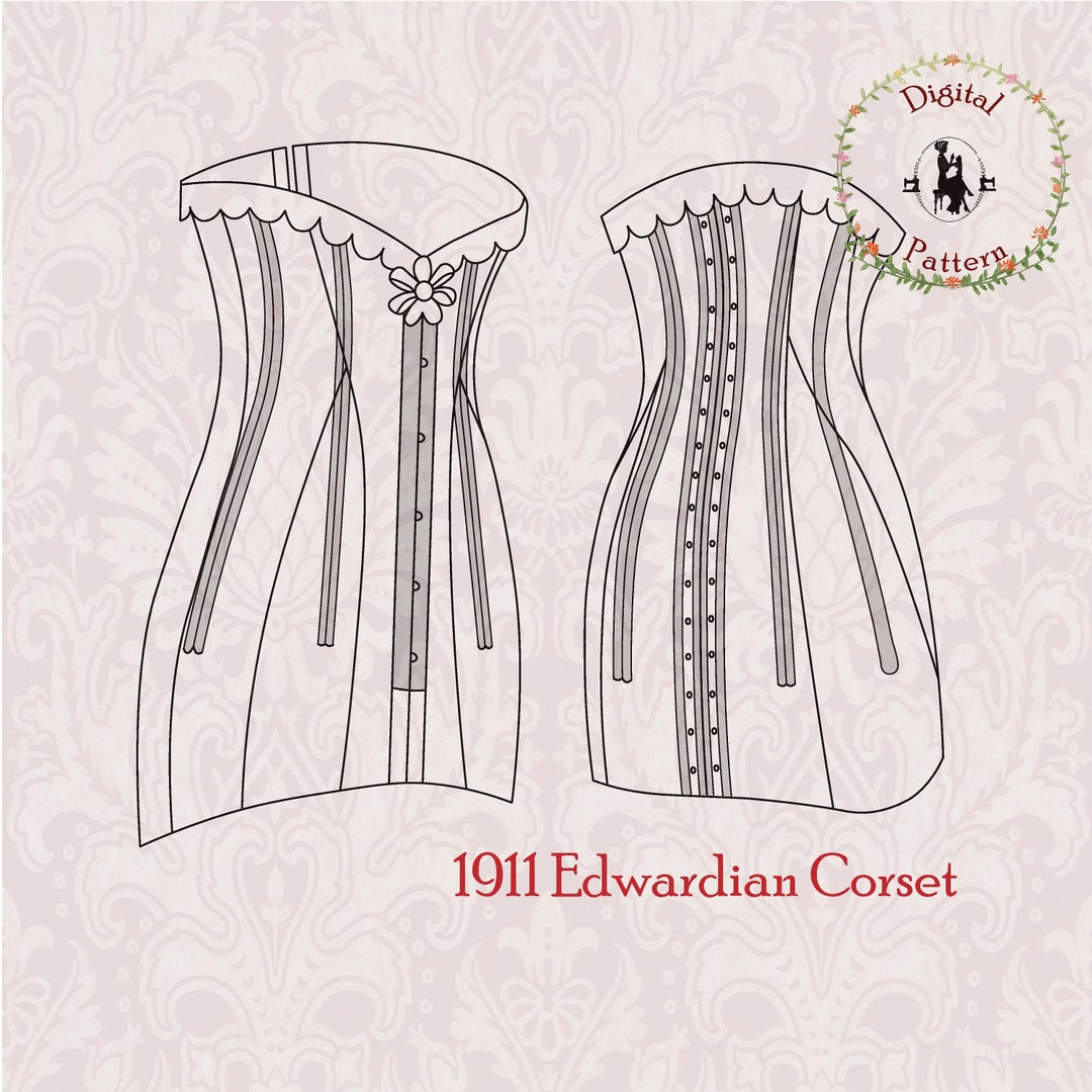 1911 Corset Sewing Pattern | Titanic Era Vintage Edwardian Corset ...