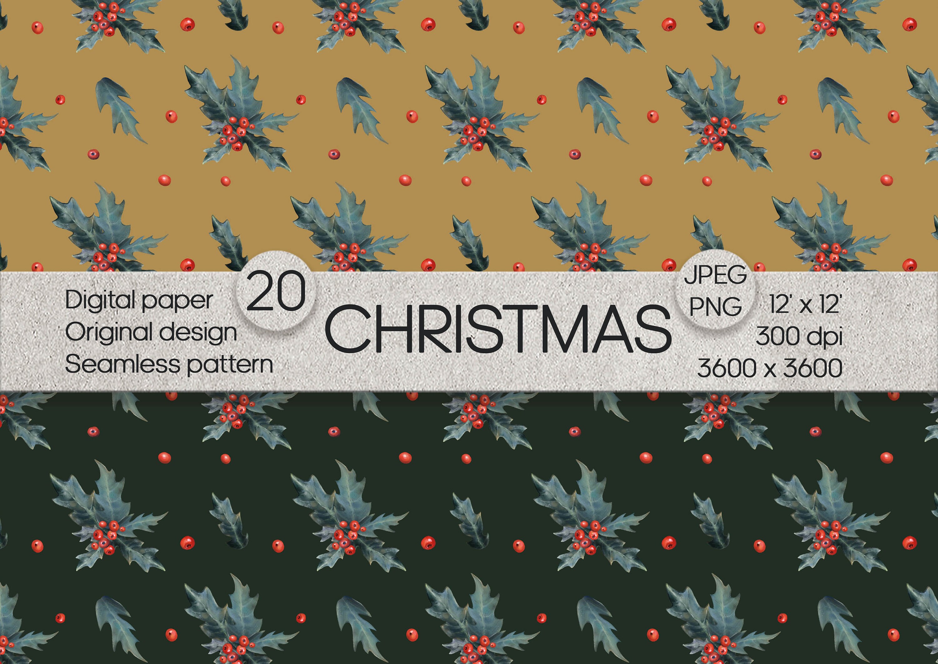 Christmas Digital Paper Set New Year Scrapbook Paper Festive - Etsy