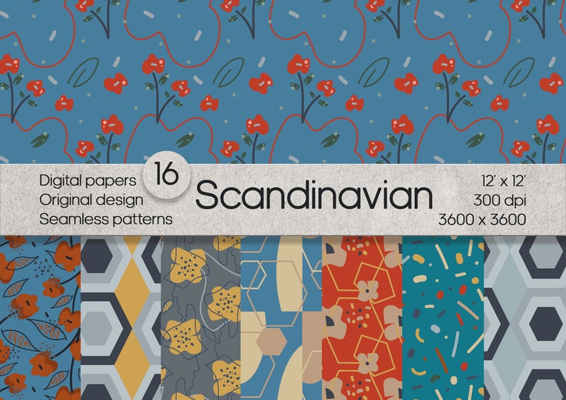 Scandinavian Mood Digital Papers Scrapbook Paper Set | Etsy