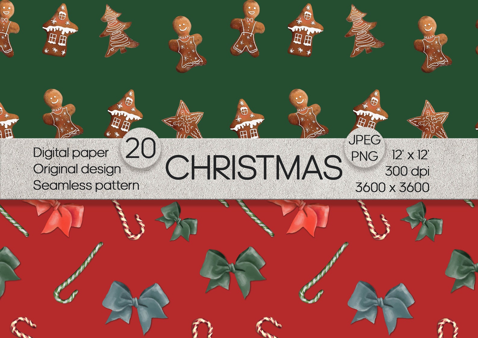 Christmas Digital Paper Set New Year Scrapbook Paper Festive - Etsy