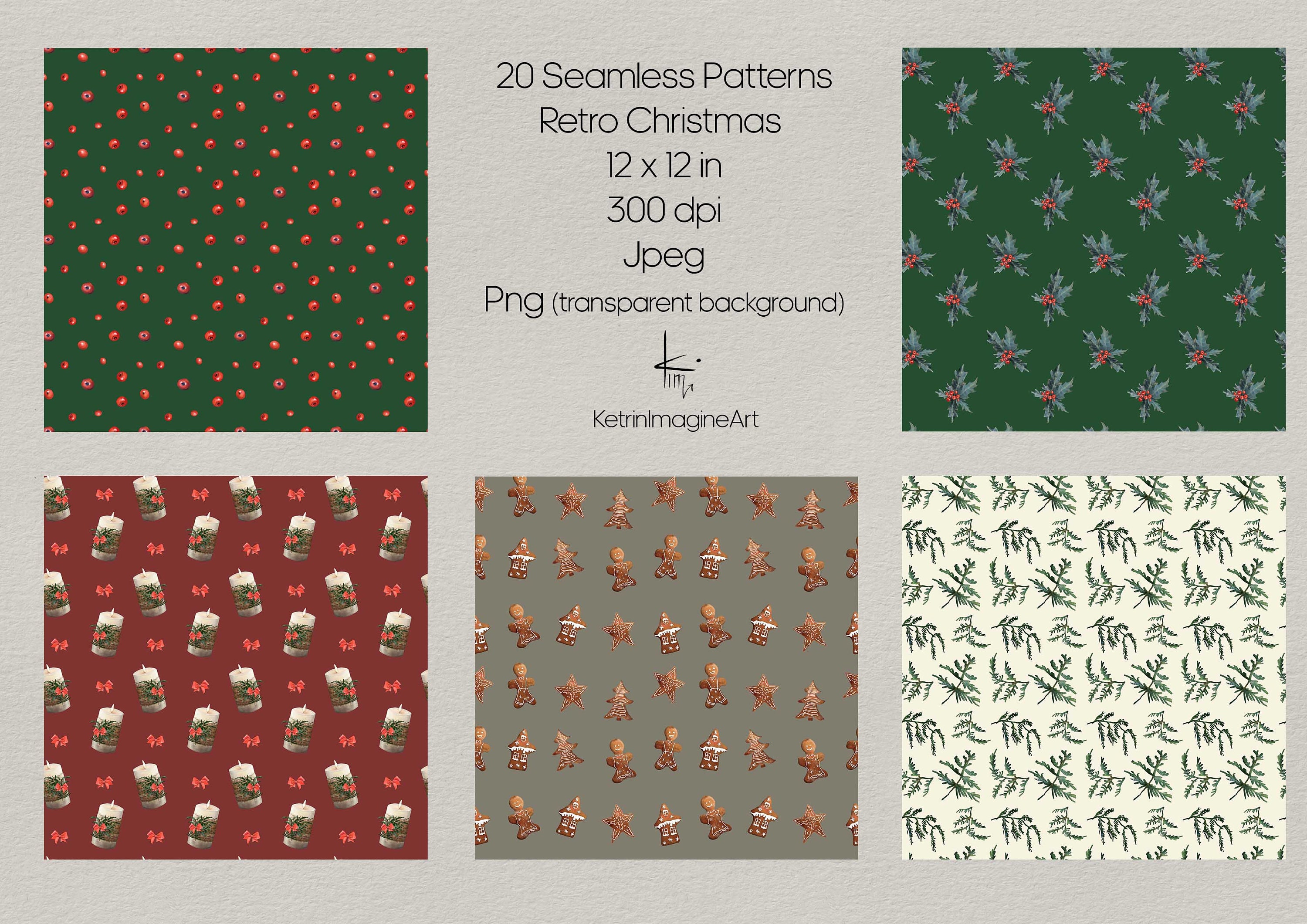 Christmas Digital Paper Set New Year Scrapbook Paper Festive - Etsy