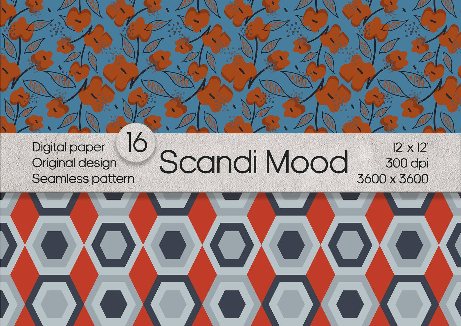 Scandinavian Mood Digital Papers Scrapbook Paper Set | Etsy