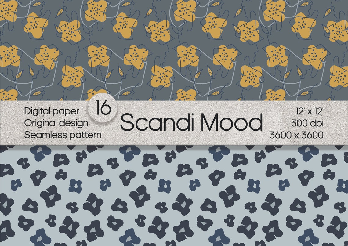 Scandinavian Mood Digital Papers Scrapbook Paper Set | Etsy