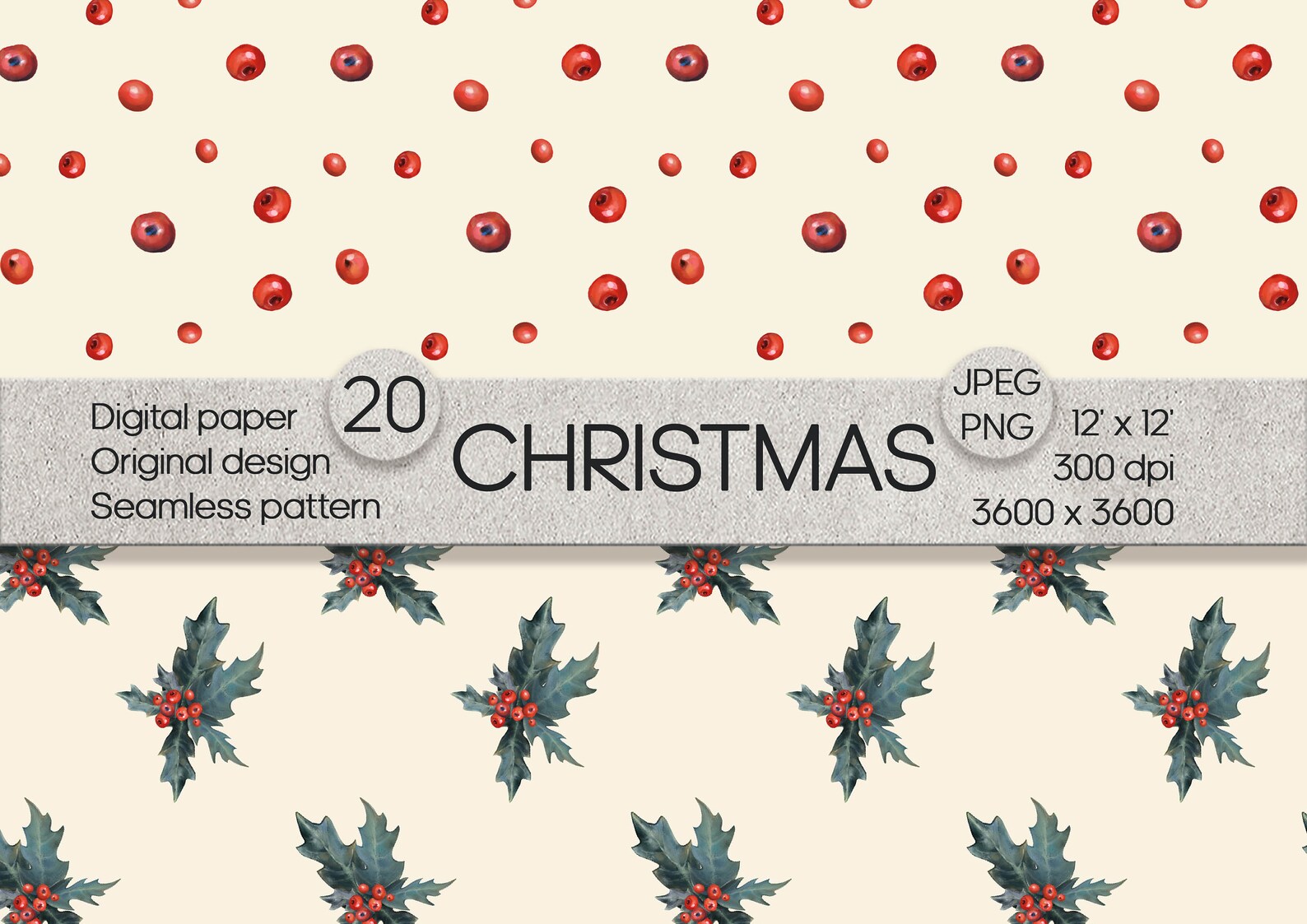 Christmas Digital Paper Set New Year Scrapbook Paper Festive - Etsy