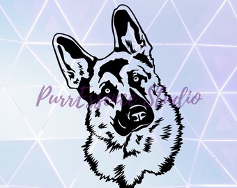 Girl and Dog German Shepherd SVG PNG JPG Vector Cutting File | Etsy