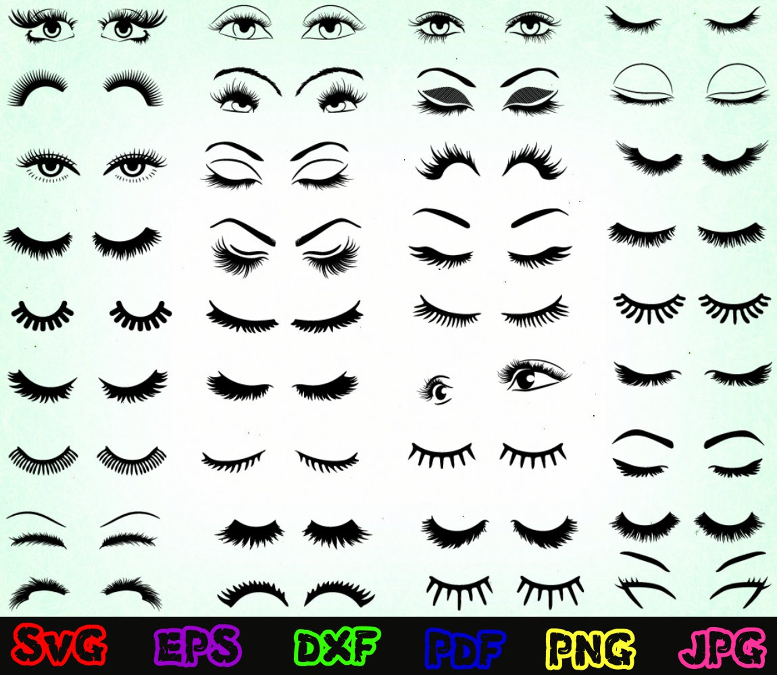 Eyelashes Svg Cut File - Eyebrows Svg - Lashes Svg - Lash Extensions ...