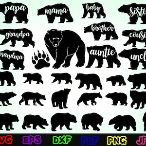 30 Bear Svg - Bear Family Svg - Bear Cut File - Bear Silhouette - Mama ...