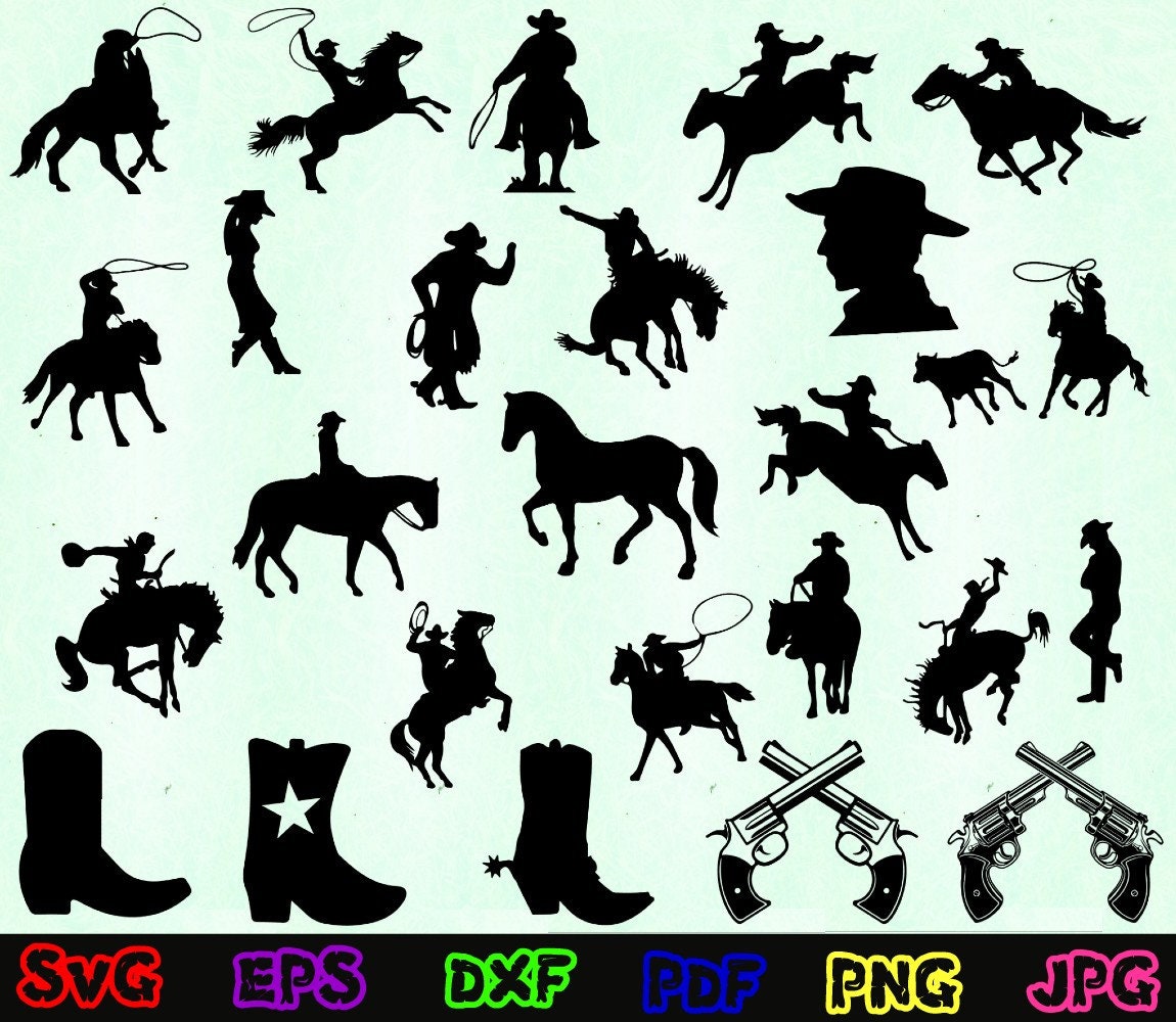 Cowboy Svg - Western Svg - Cowboy Boots Svg - Cowboy Silhouette ...