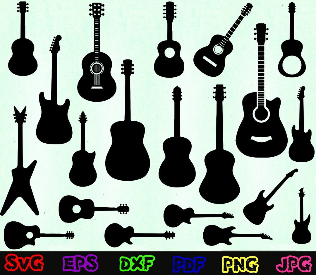 Guitar Svg - Music Instruments Svg - Guitar Silhouette - Guitar Cut ...