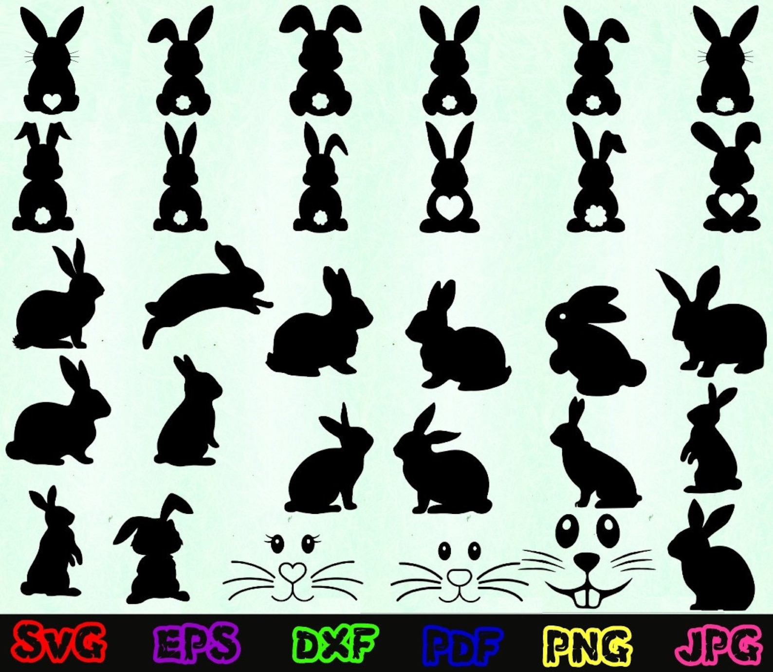 Bunny Svg Easter Bunny Svg Easter Cut Files Rabbit Svg | Etsy