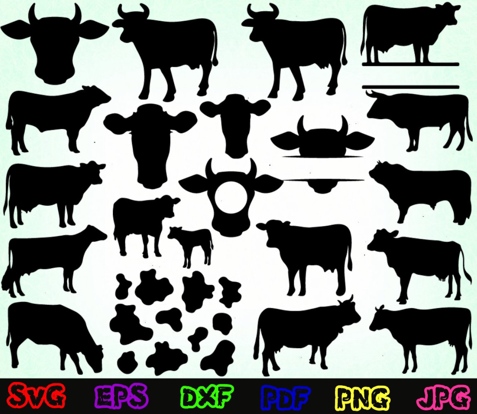 20 Cow Svg Cow Silhouette Cow Clipart Cow Cut File Cow | Etsy Canada