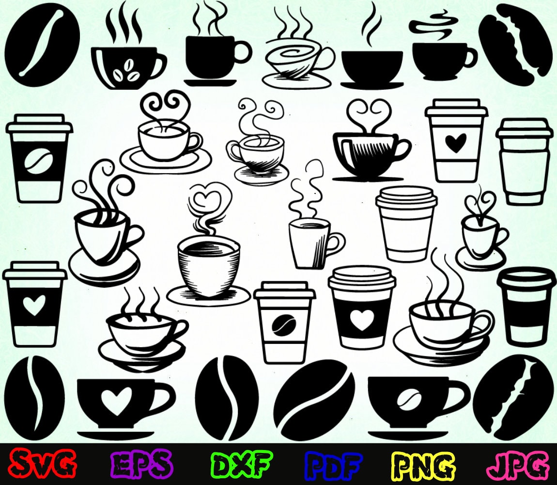 30 Kaffee Svg - Kaffee Silhouette - Kaffee Plotterdatei - Kaffee Clipart - Kaffee Design Svg ...