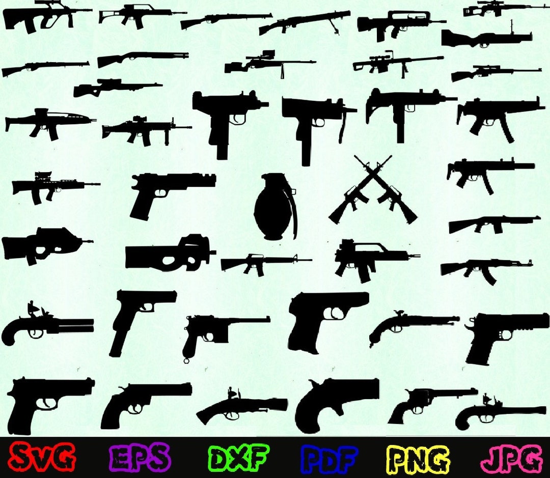 Guns Svg - Weapon Svg - Gun Pack Svg - Pistol Svg - Guns Silhouette ...