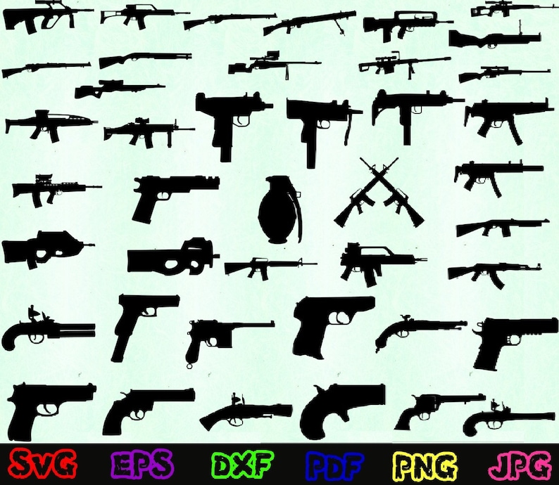 Guns Svg Weapon Svg Gun Pack Svg Pistol Svg Guns | Etsy