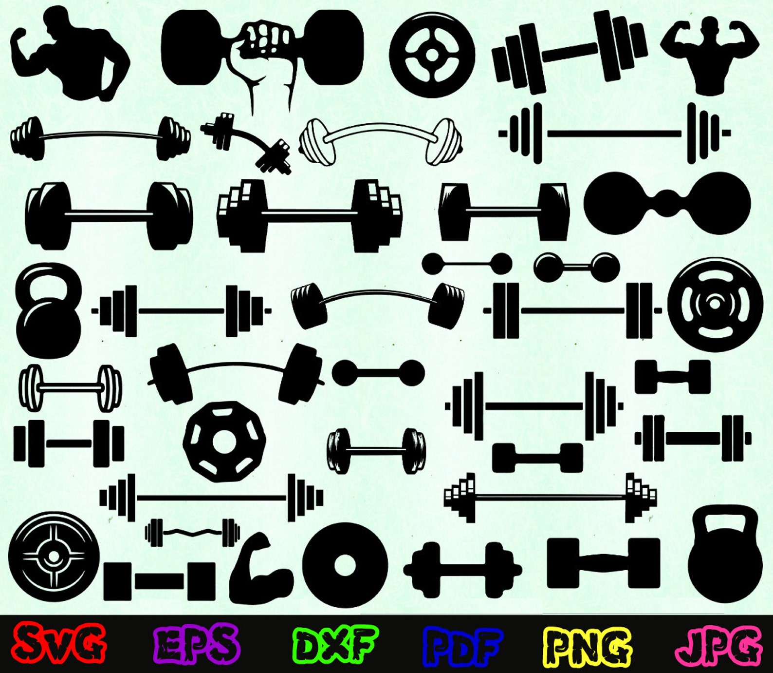 30 Barbell Svg Barbell Cut File Barbell Silhouette - Etsy