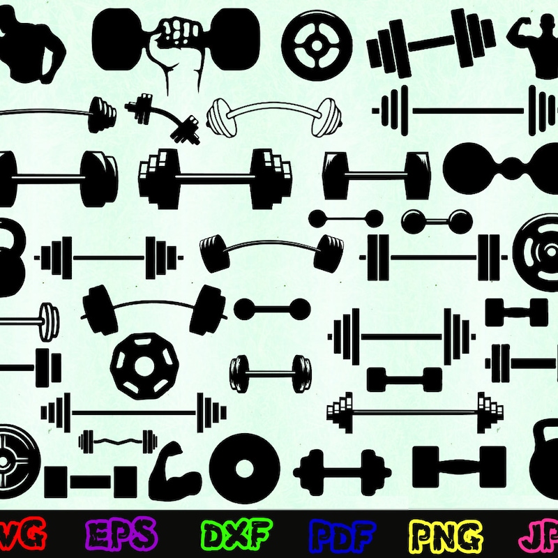Barbell Svg - Etsy