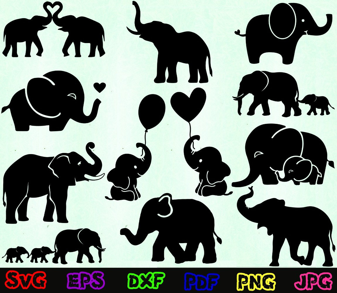 Baby Elephant Silhouette Vector