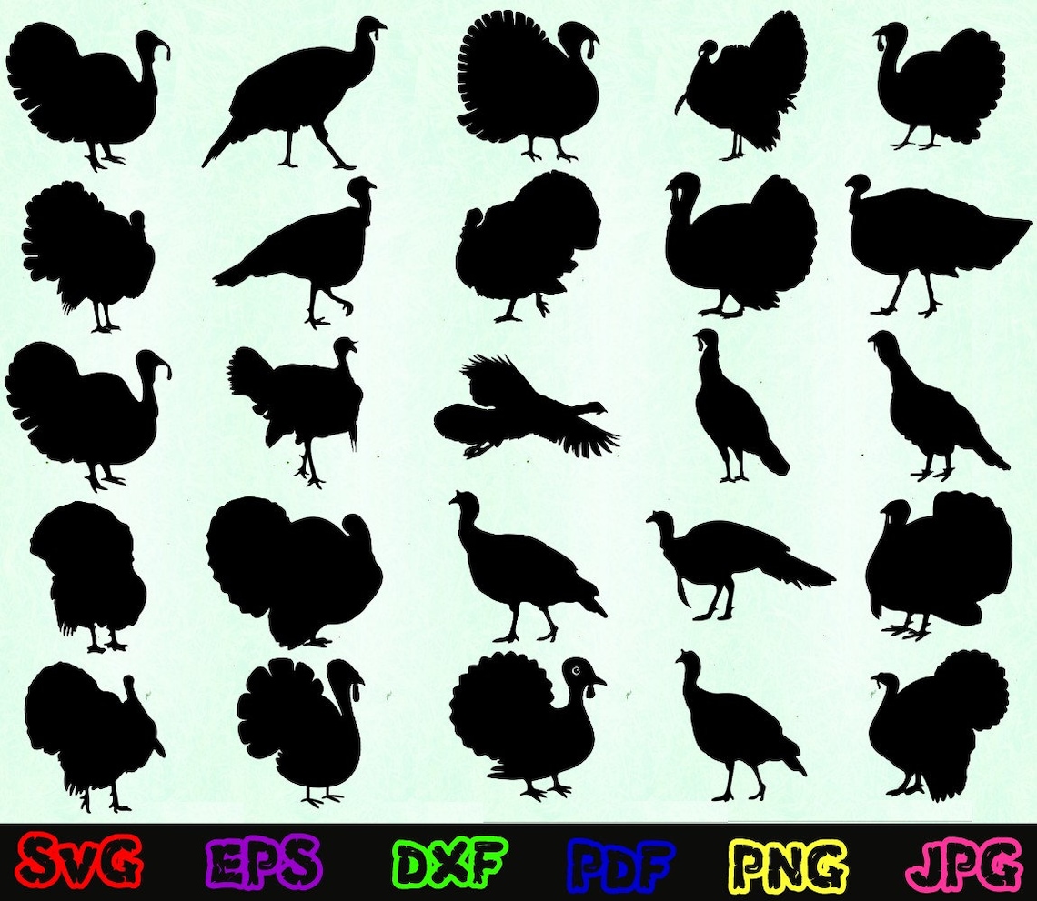 Turkey Svg - Animal Svg - Turkey Silhouette - Wild Turkey Cut Files ...