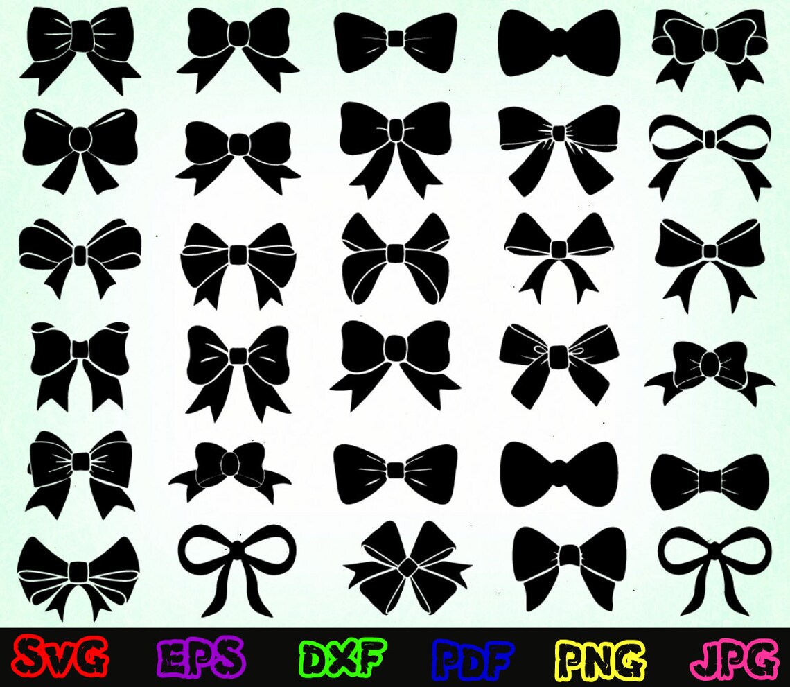 30 Bow Svg Bow Cut File Bow Silhouette Bow Design Boy - Etsy