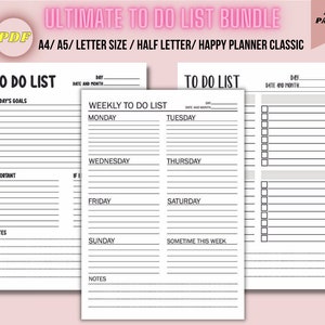 Printable to Do List - to Do List Pages - Daily to Do List - Shopping ...