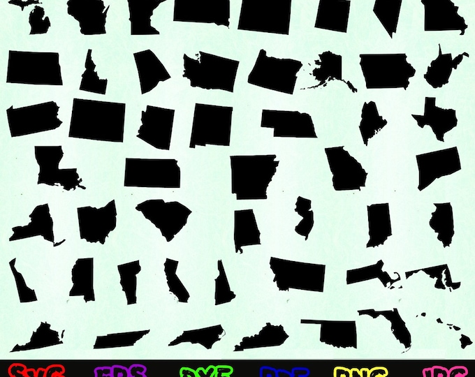 USA States Svg, Usa States Png, States Clip Art, 20 States Svg Bundle ...