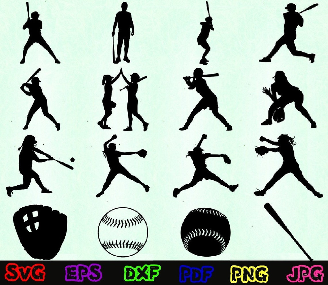 Softball Svg Softball Silhouette Softball Cut Files - Etsy