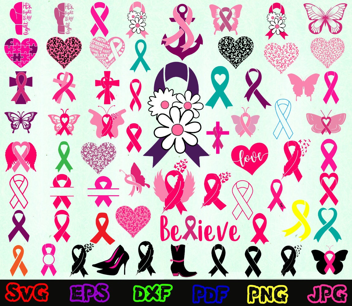 Cancer Ribbon SVG - Ribbon SVG - Awareness Ribbon SVG - Breast Cancer ...