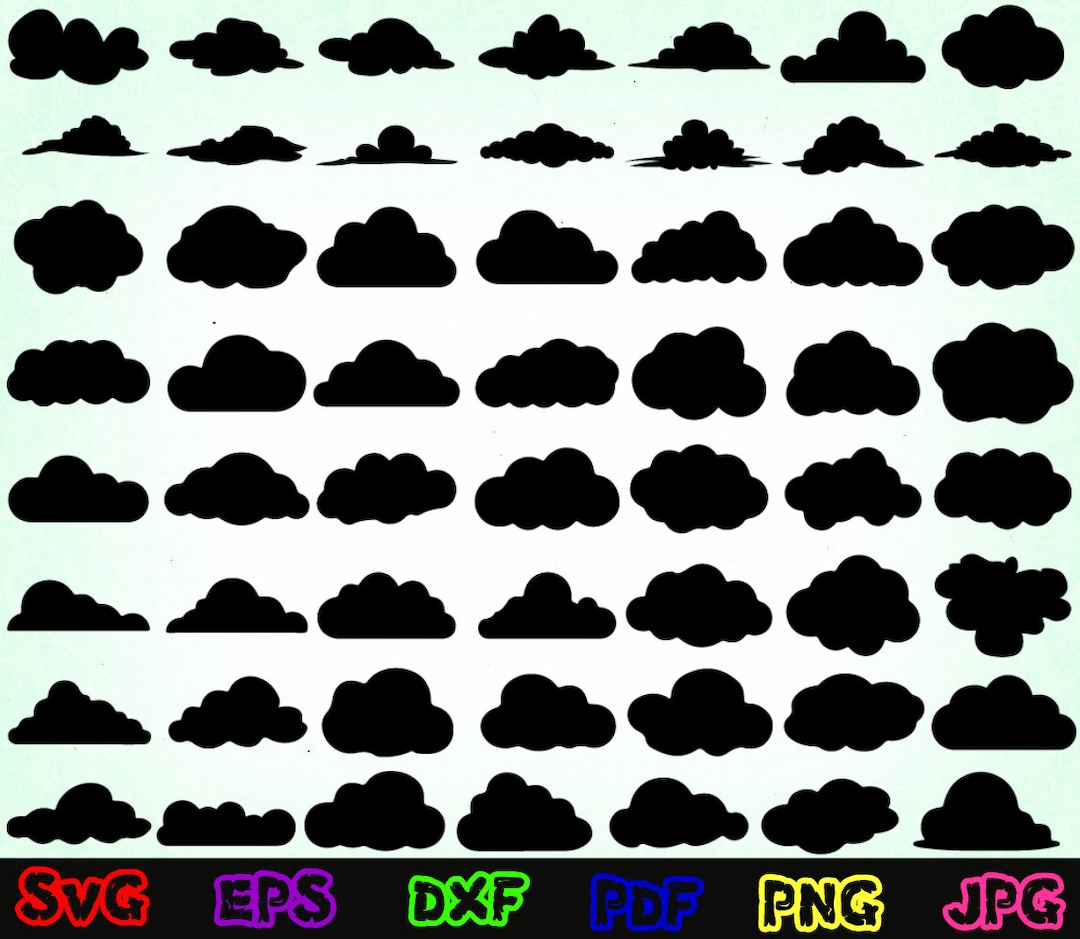 56 Cloud Svg - Cloud Cut File - Cloud Silhouette - Cloud Clipart - Sky ...