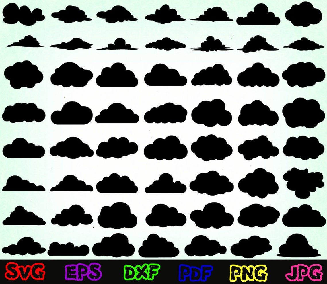 56 Cloud Svg Cloud Cut File Cloud Silhouette Cloud | Etsy