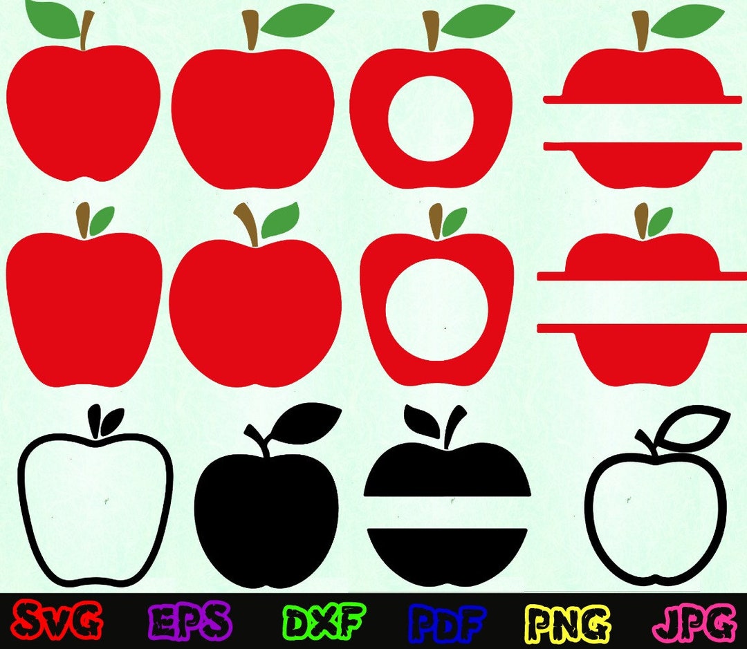Apple Svg - Apple Monogram Svg - Fruit Svg - Apple Silhouette - Apple ...